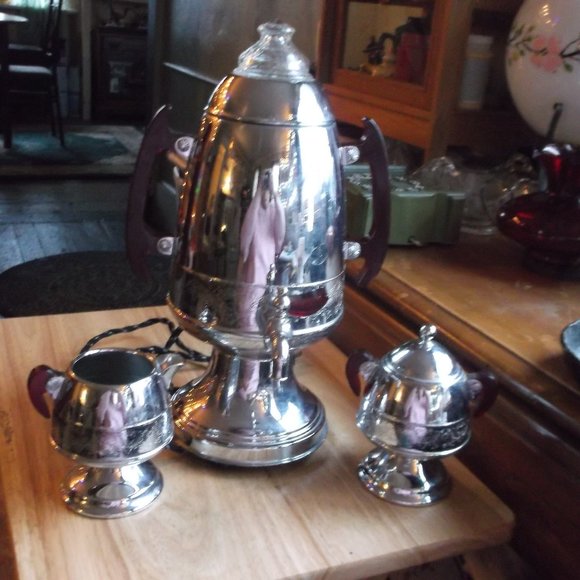 None | Accents | Vintage Chrome And Bakelite Coffee Maker With Creamer ...